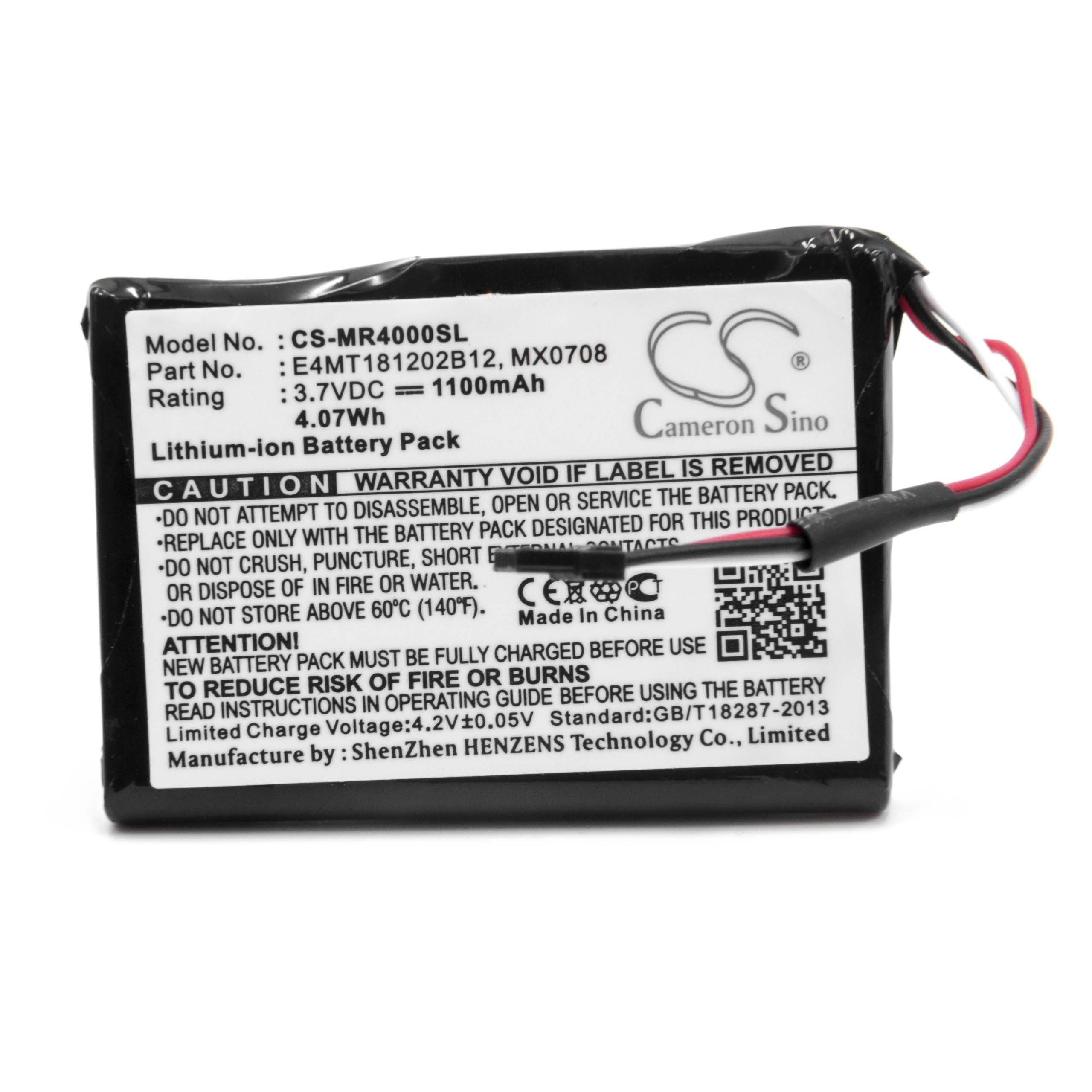 vhbw Akku Ersatz für Magellan E4MT181202B12, MX0708 für Navigation Strassen Navigation (1100mAh ...