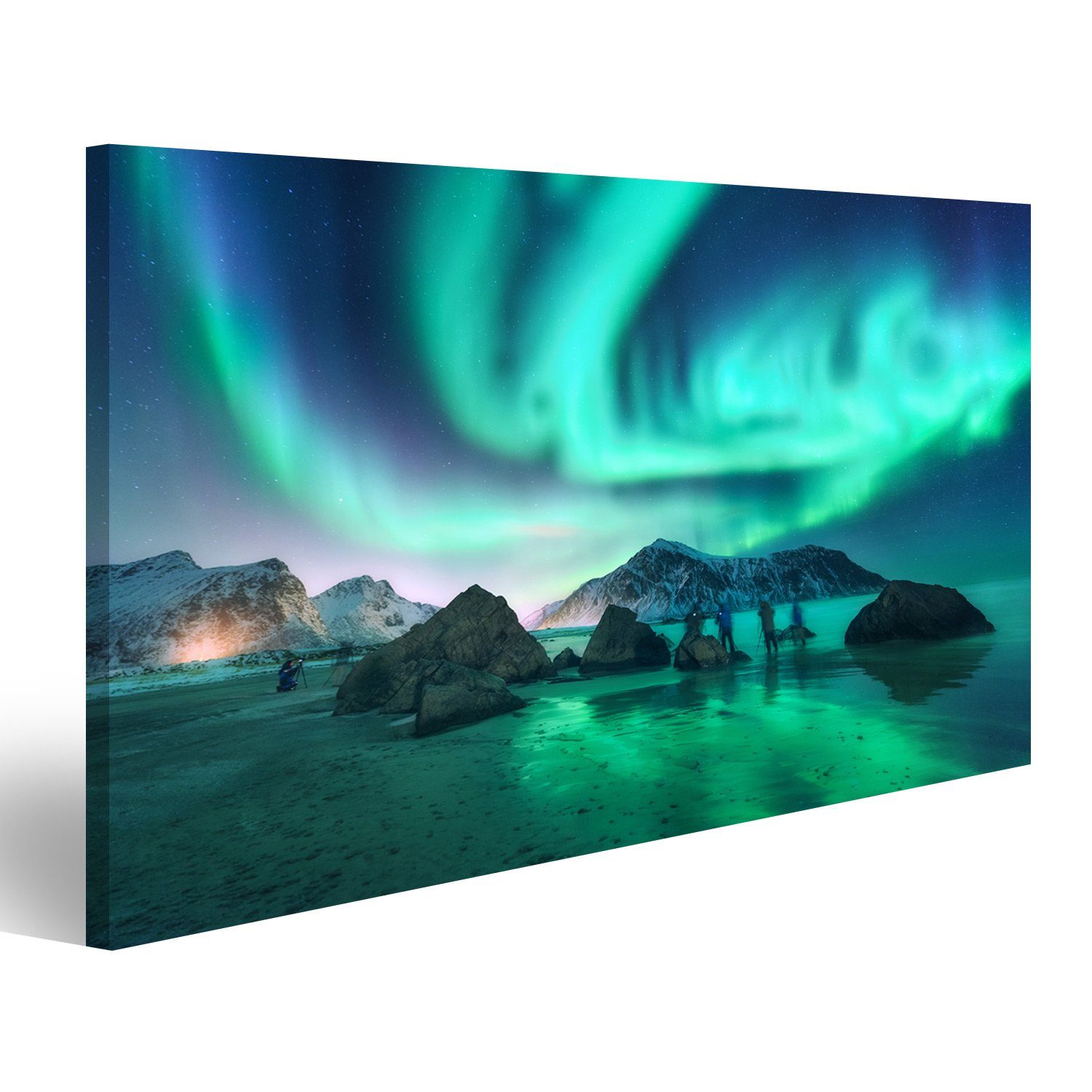 islandburner Leinwandbild Bild auf Leinwand Grüne Aurora Borealis Menschen Nordlichter Grüne Aur