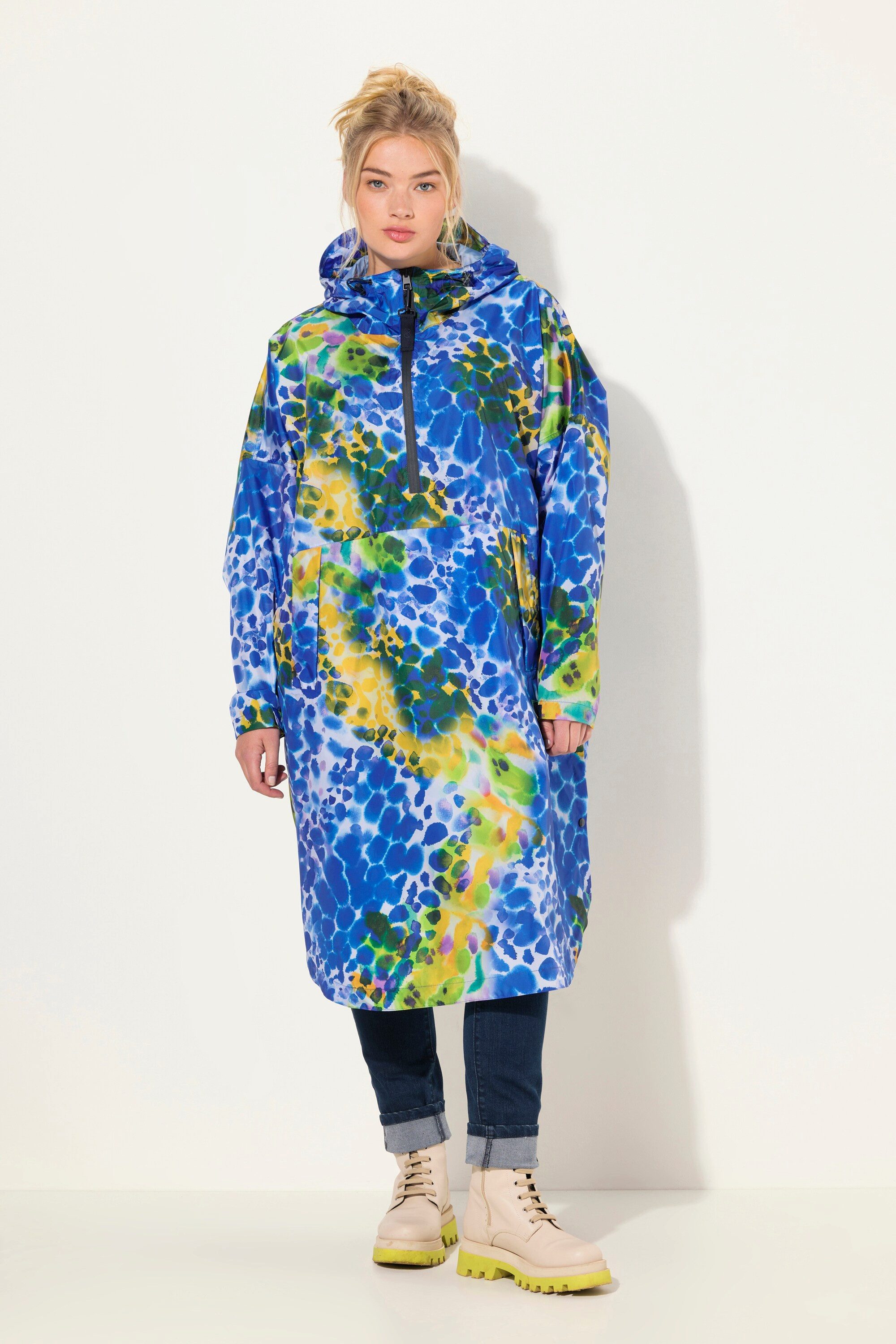 Laurasøn Funktionsjacke Funktions Regencape Unisex Print Kapuze Batikdruck