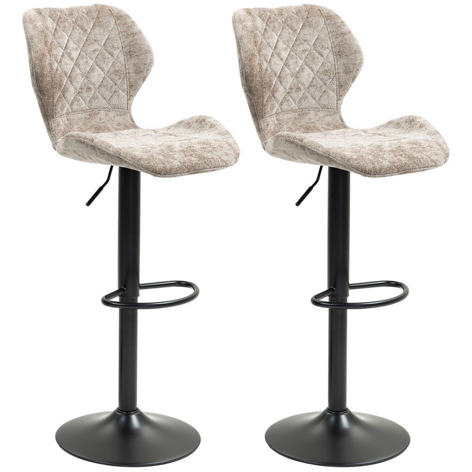 Homcom Barhocker Mit Lehne Chenille Optik Stahlgestell
