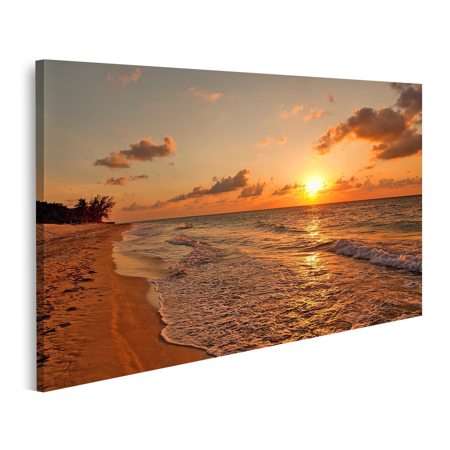 islandburner Leinwandbild Bild auf Leinwand Strand bei Sonnenuntergang Varadero Kuba Wandbild Po