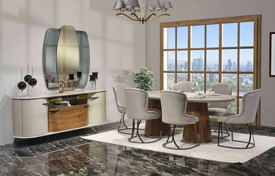 Jvmoebel Esszimmer Set Luxuriöses Esszimmer Set Esstisch 6x Stühle
