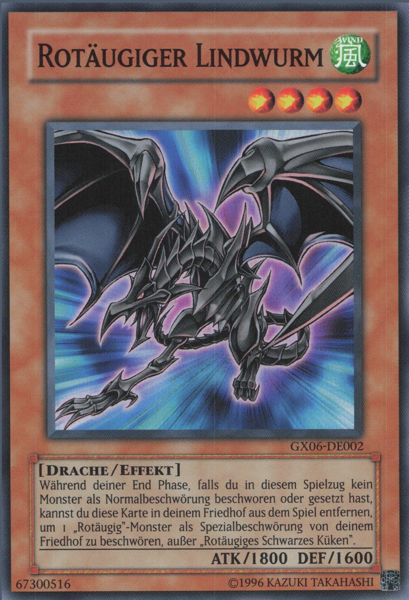 Recollectibles Sammelkarte Yugioh Karte Rotäugiger Lindwurm Deutsch Yu