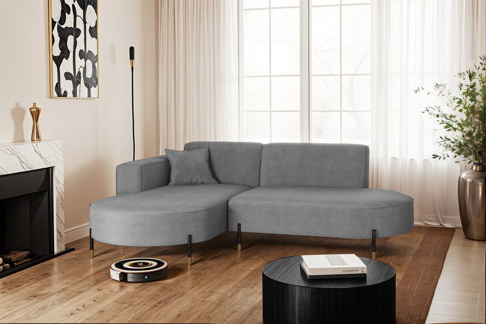 Kaiser Möbel Ecksofa Sofa L Form Designer Modena Rein Stoff Noel