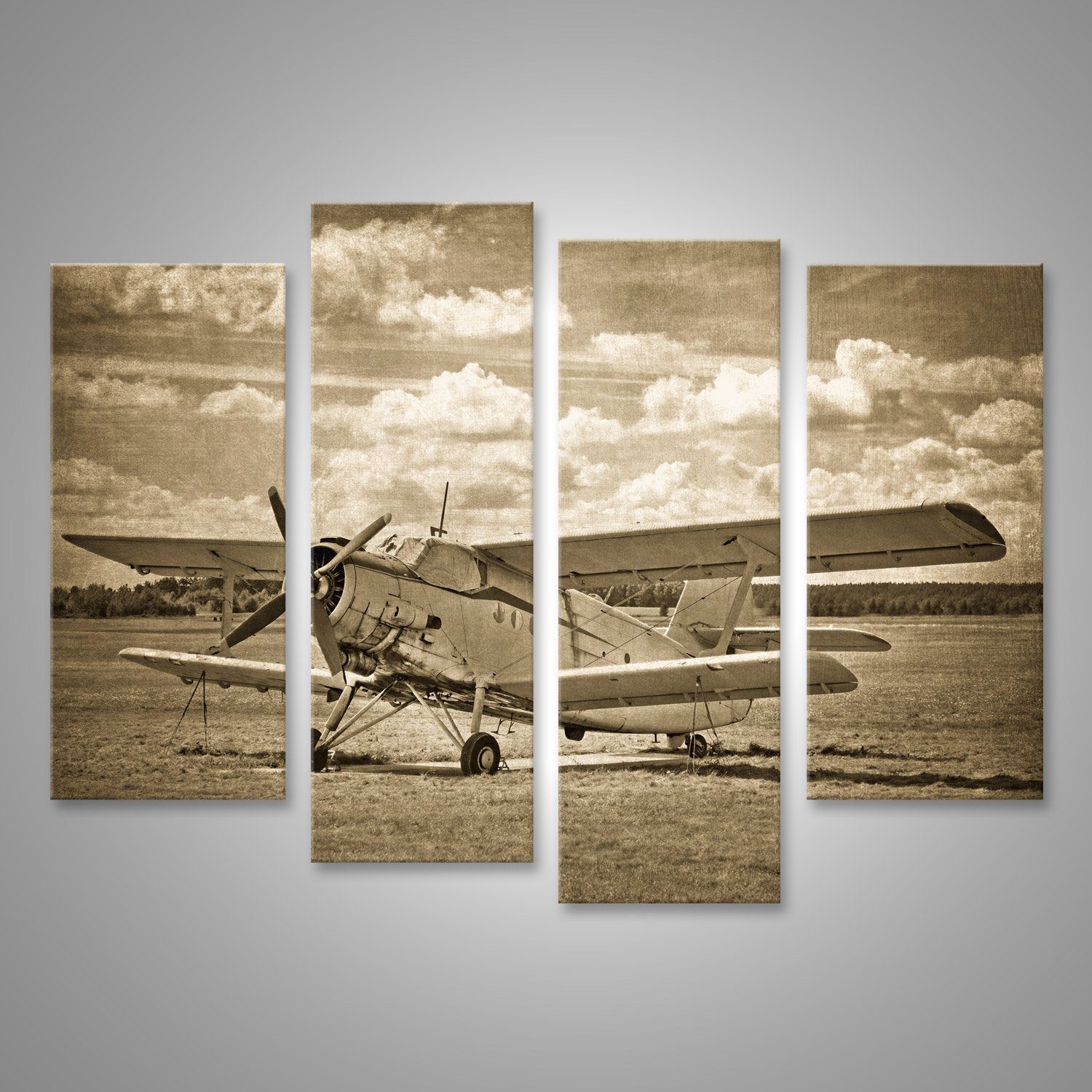 islandburner Leinwandbild »Bild auf Leinwand Alte Flugzeuge Doppeldecker Wandbild Leinwandbild ...