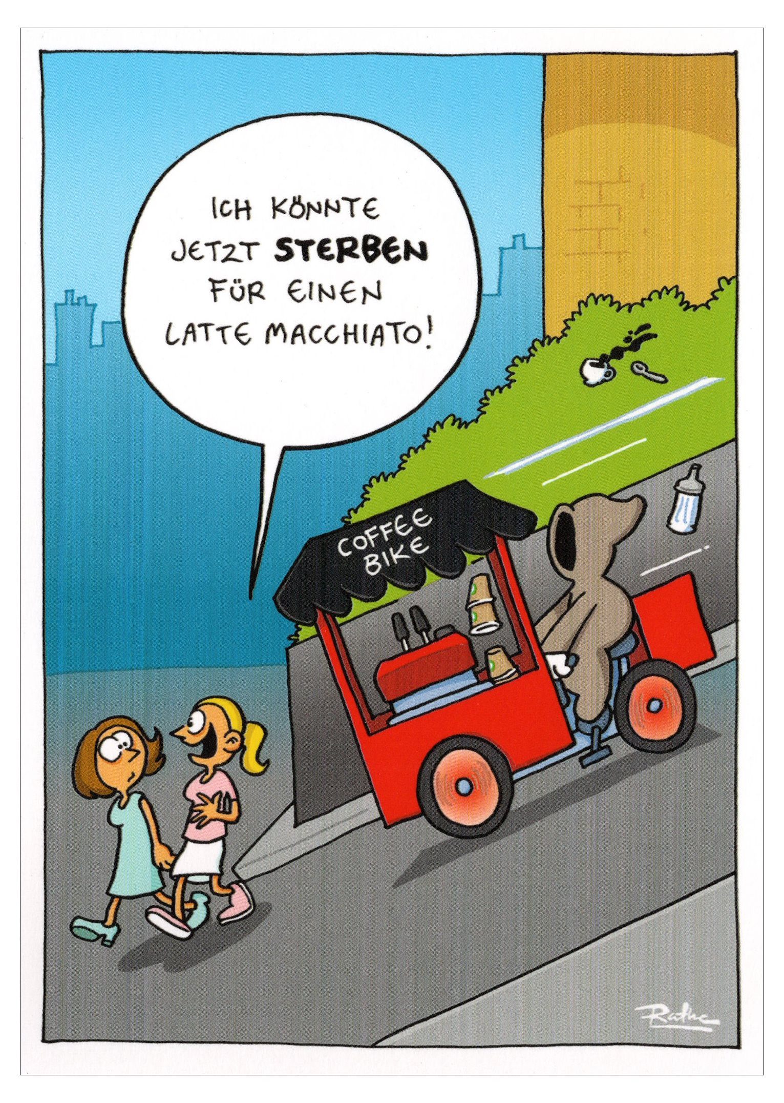 Postkarte Cartoon-Postkarte Ralph Ruthe "Ich könnte jetzt sterben ...", Karte, Grußkarte