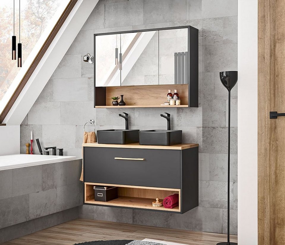 Einfachgutemoebel Waschtisch Set Badmöbel Set 2 Tlg Borneo 120cm