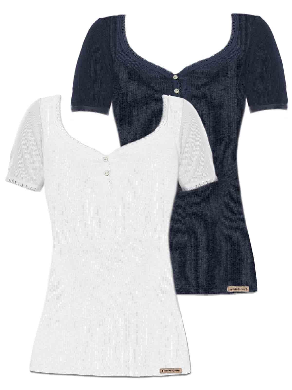 Comazo Unterhemd 2er Pack Damen Shirt ¼ Arm Stück 2 St Vegan