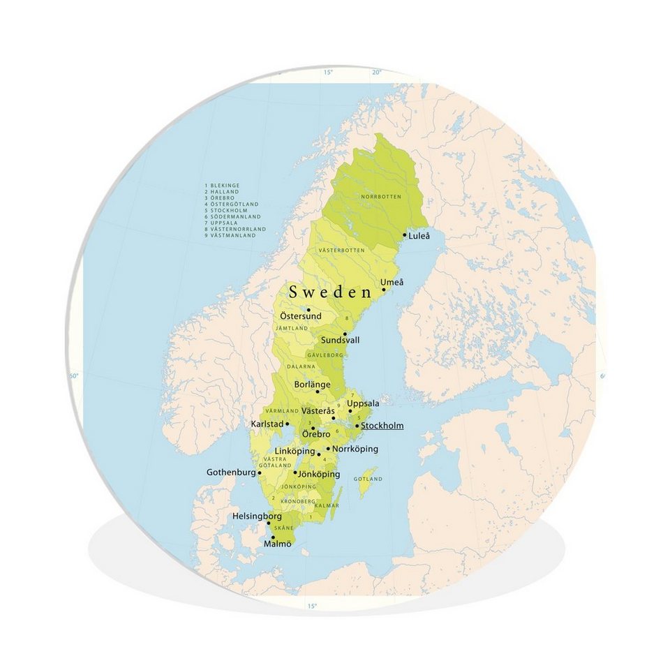 Muchowow Gemälde Illustration Einer Karte Mit Schweden In Grün 1 St