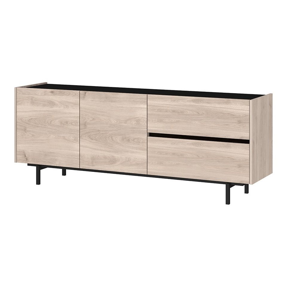 Lomadox Lowboard Calais 01 Griffloses Design Eiche Nb Mit Schwarz B