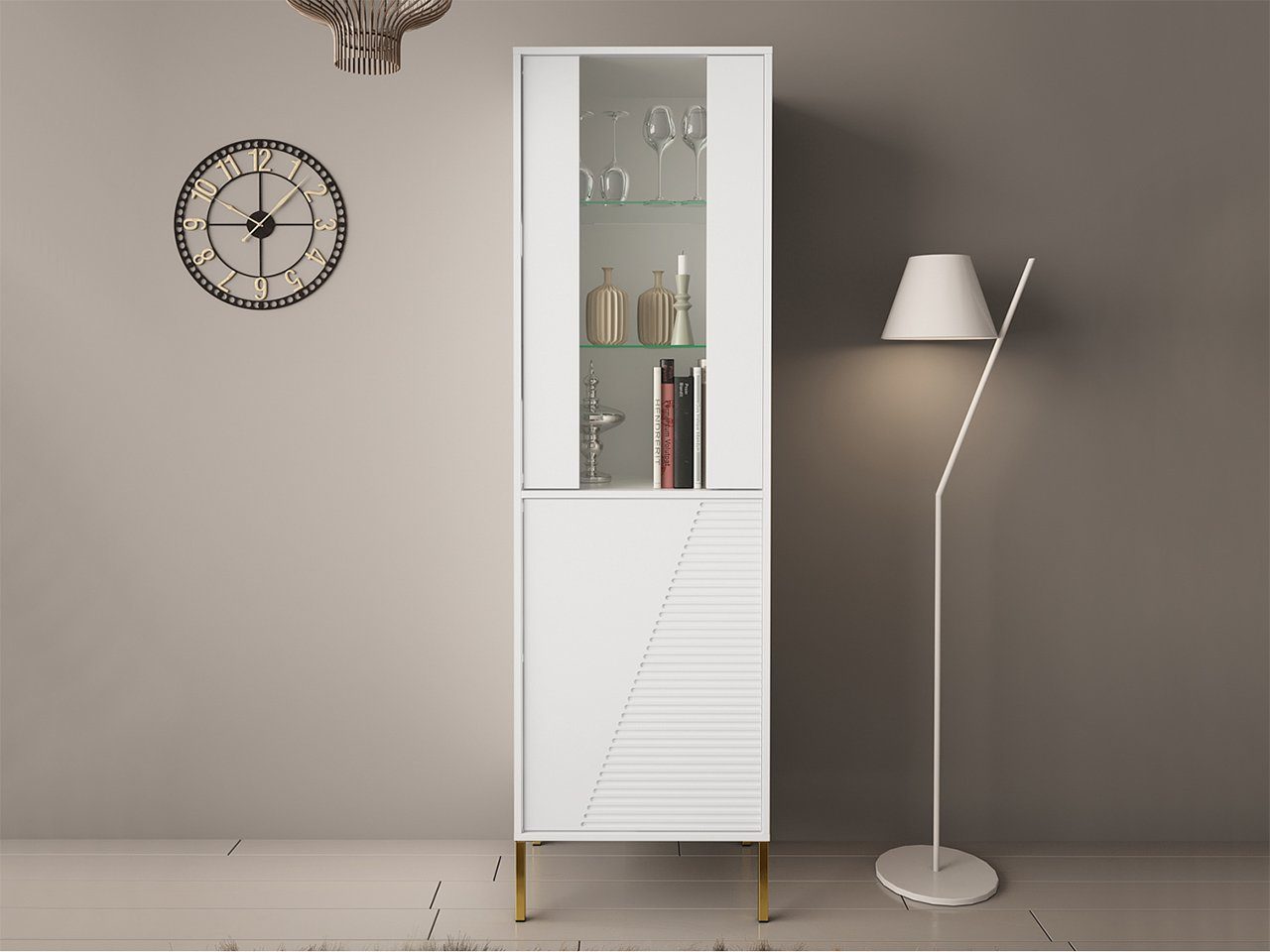 Mirjan24 Vitrine 55 Debora 05 Mit Zwei Drehtüren Metallfüße