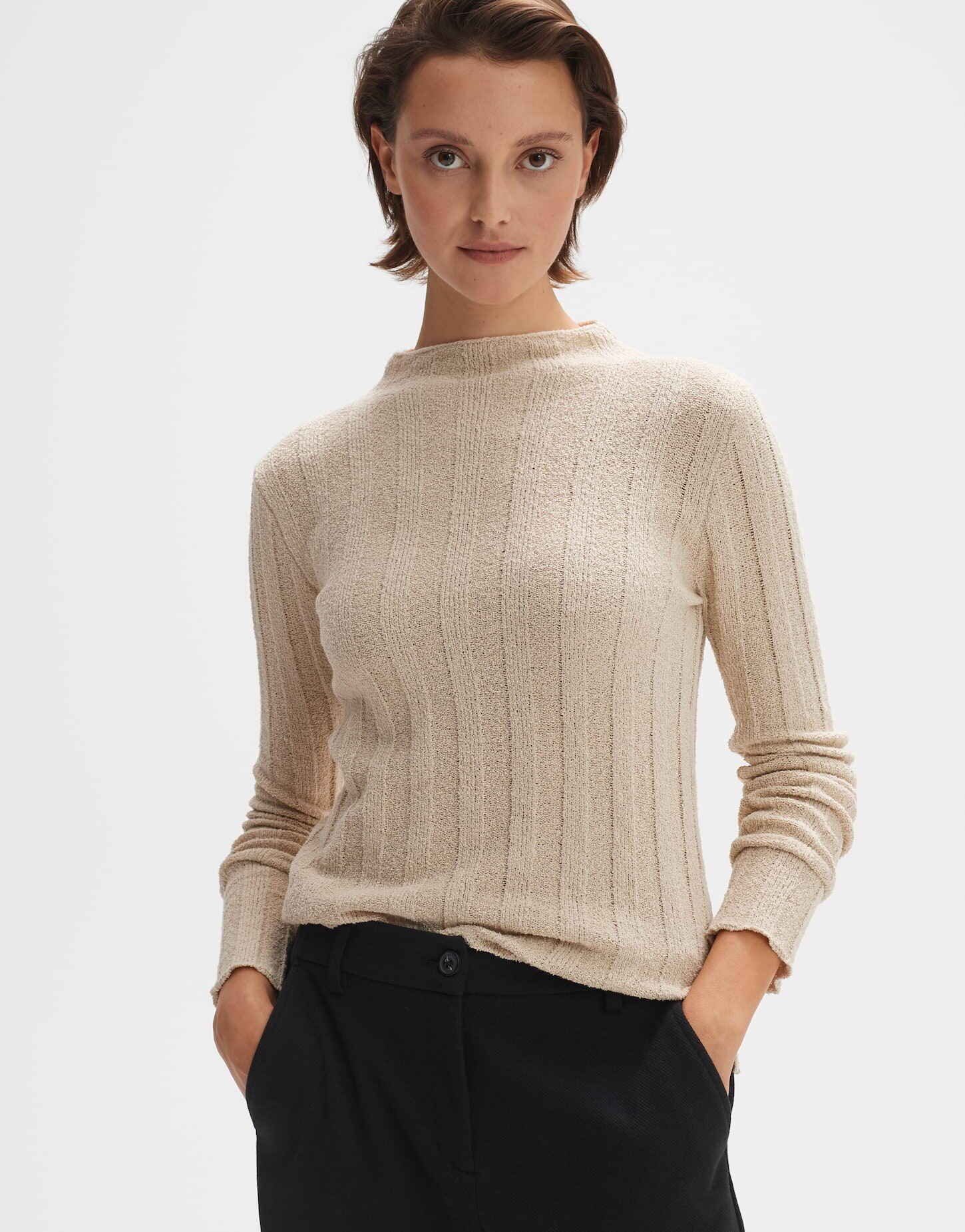 OPUS Strickpullover Pilka schmale Passform Strick, Schmale Passform