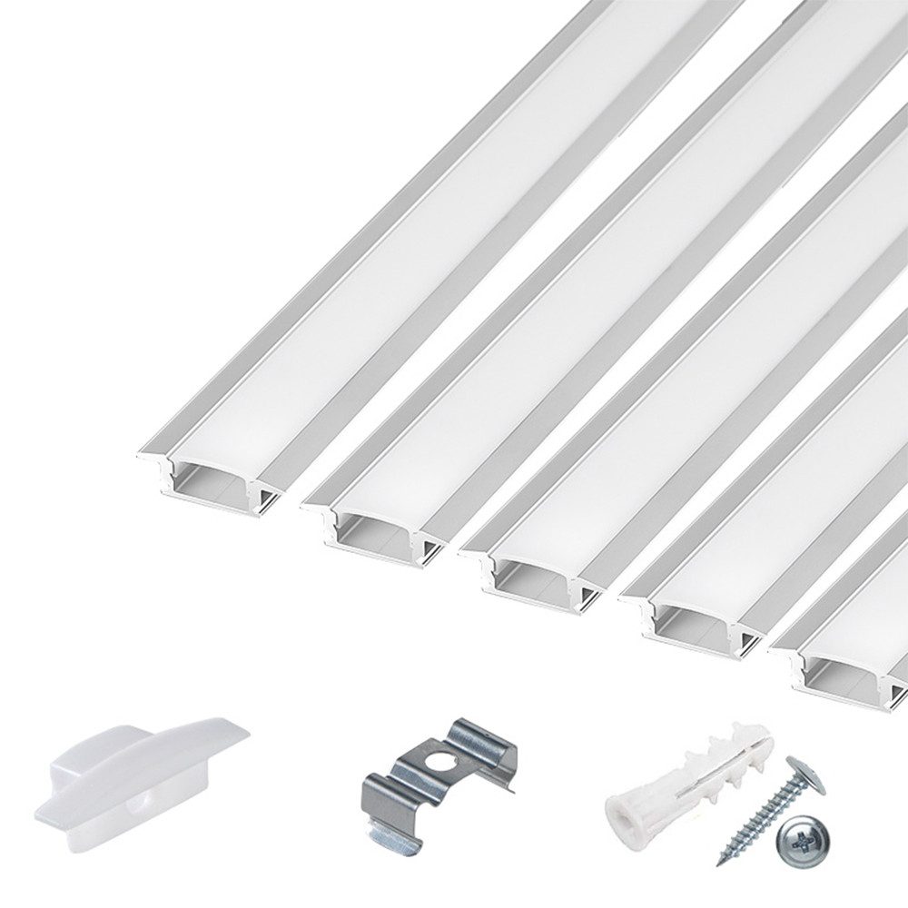 Daskoo LED Stripe 10er 1M LED Aluminiumkanal LED Lichtleisten Diffusorkanal