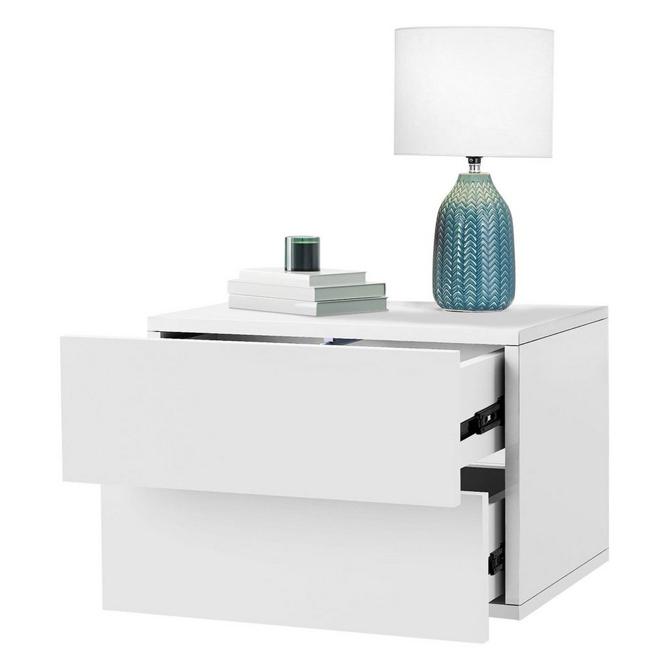 Ml Design Nachttisch Nachttisch Mit 2 Schublade 42x29x30cm Weiß Matt