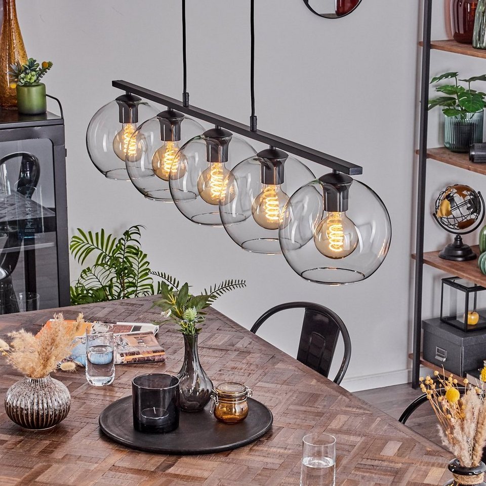 Hofstein Pendelleuchte Hängelampe Aus Metallglas In Schwarzklar Ohne