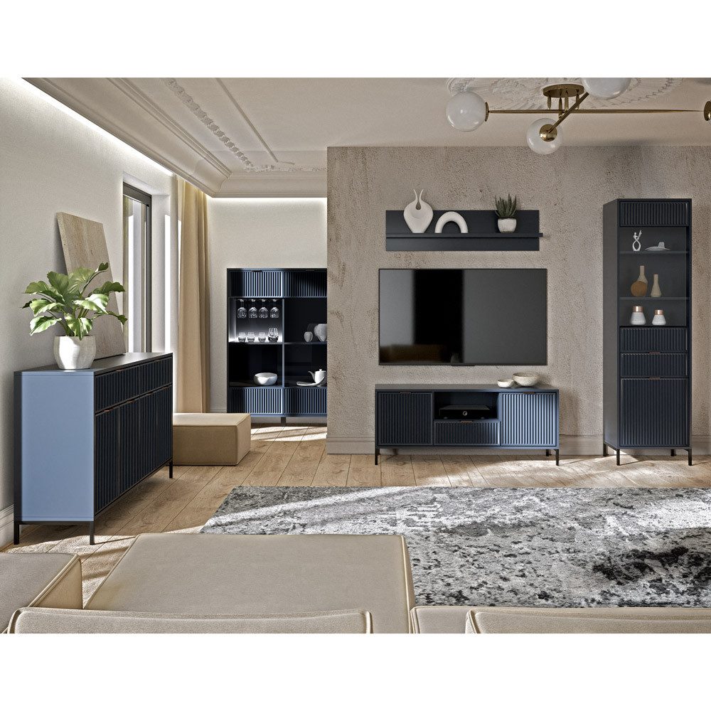Lomadox Wohnwand Lauro 161 5 St Sideboard Vitrine Wandregal