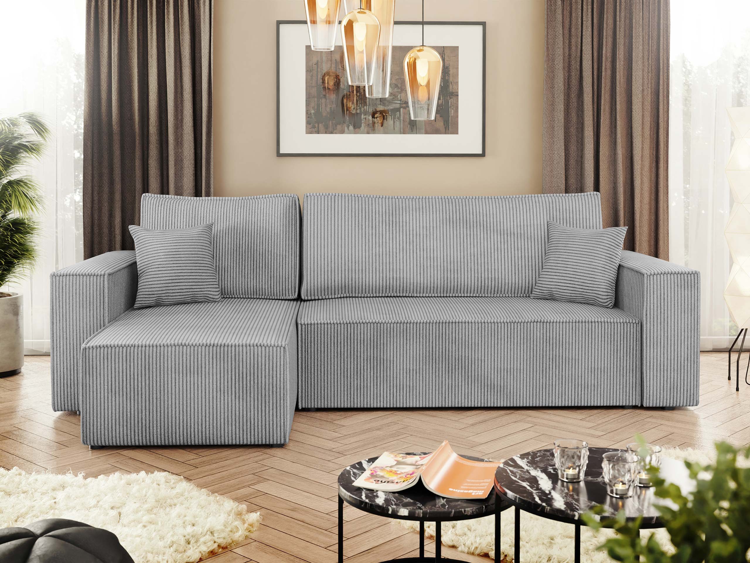 MIRJAN24 Ecksofa Karl Cord, mit Bettkasten und Schlaffunktion, Ottomane ...