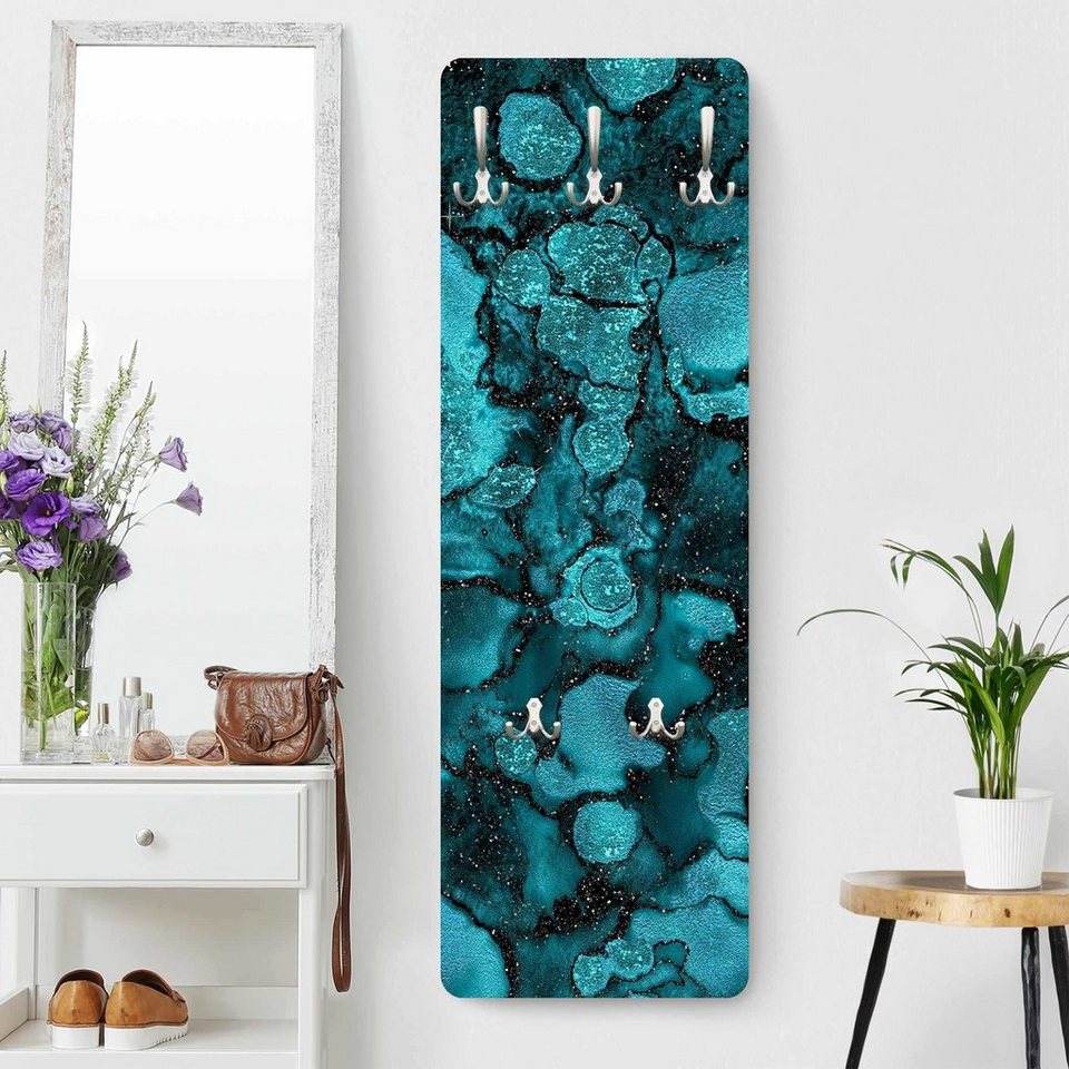 Bilderdepot24 Garderobenpaneel Türkis Abstrakt Kunst Türkise Tropfen