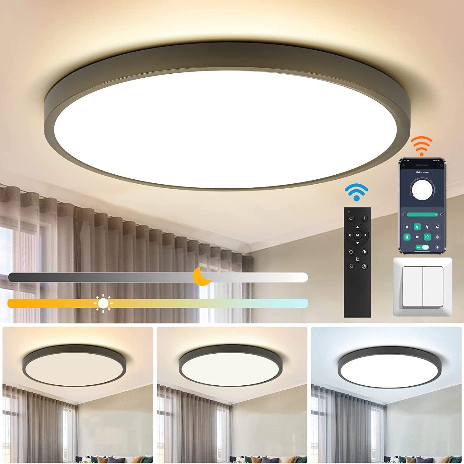 Sunicol Deckenleuchten Dimmbar Deckenlampe Mit Fernbedienung