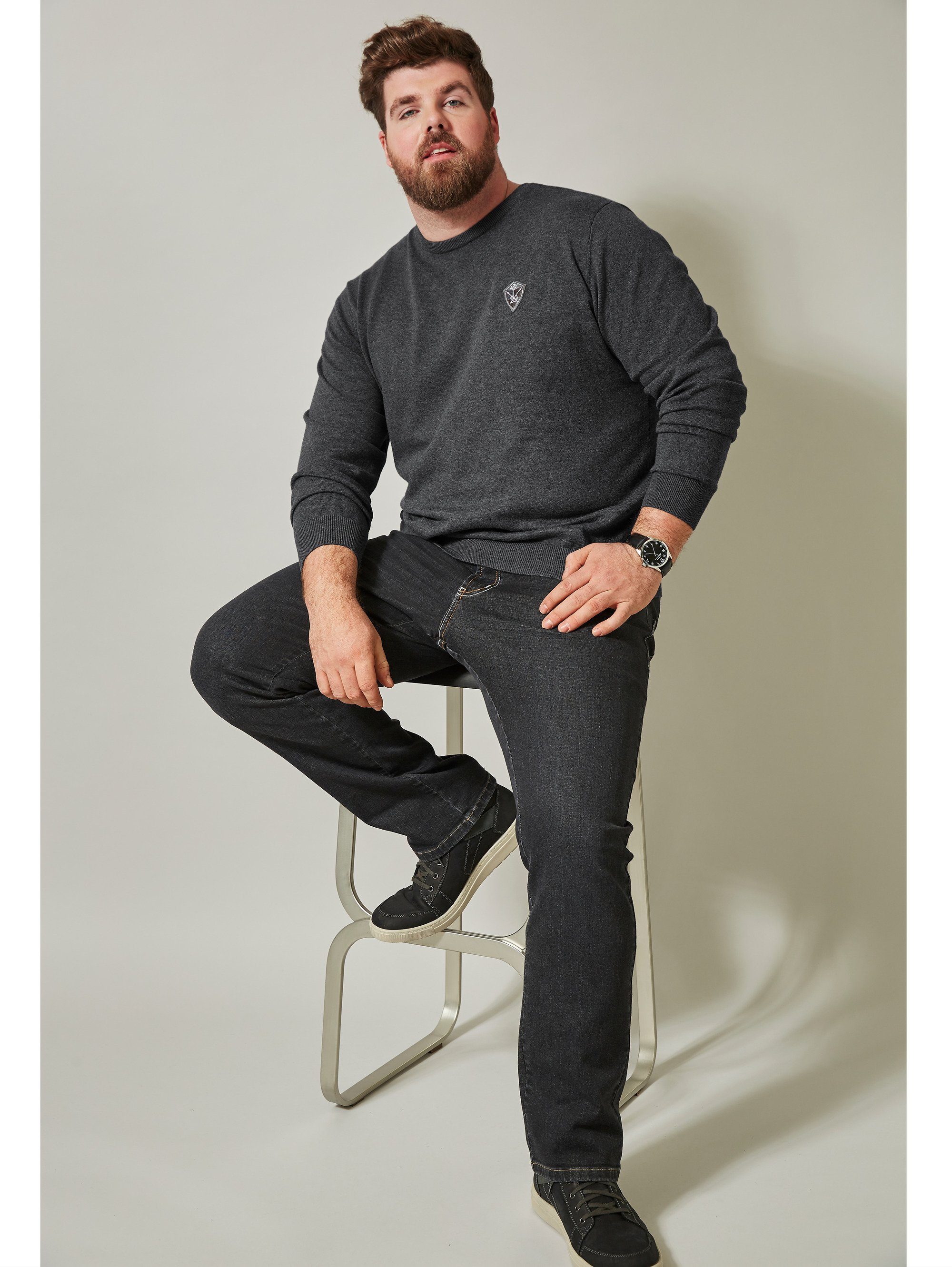 Men Plus By Happysize Men Plus By Happy Size Pullover In Melierter