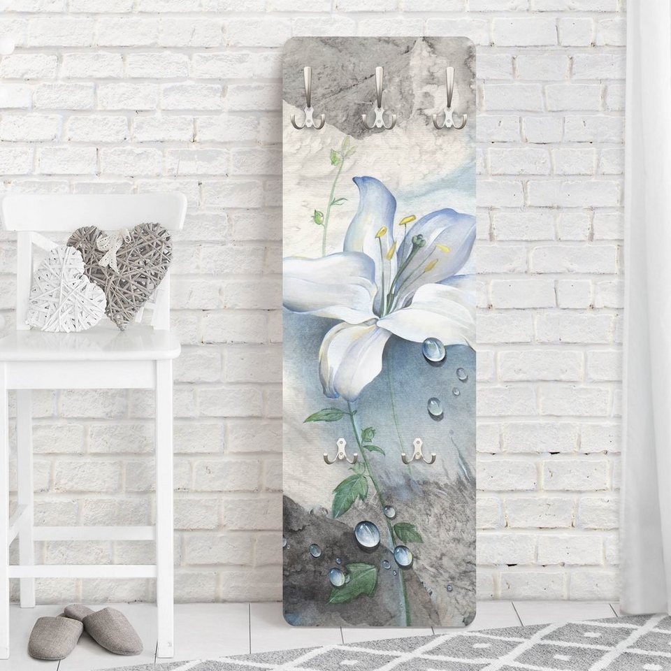 Bilderdepot24 Garderobenpaneel Design Blumen Floral Tränen Einer Lilie