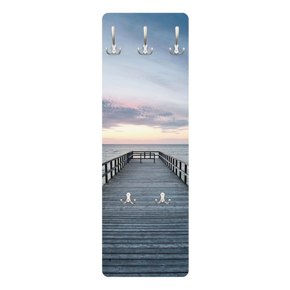 Bilderdepot24 Garderobenpaneel Blau Strand Meer Natur 3d Optik Steg