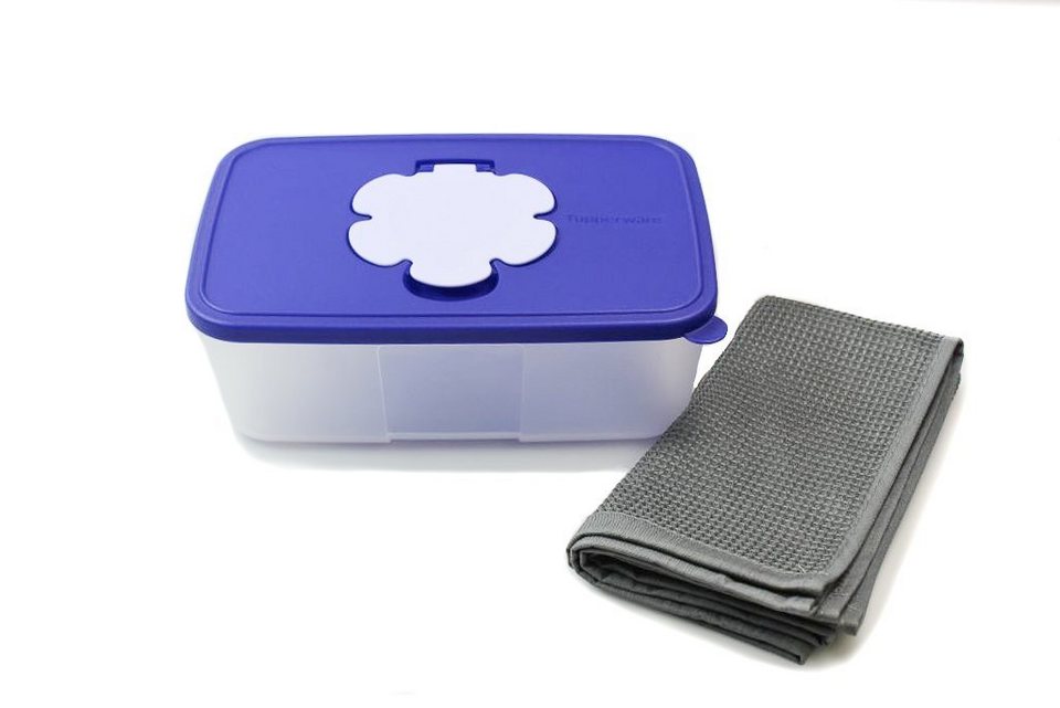 Tupperware Back Set Kinder Feuchttücherbox Blau Glastuch
