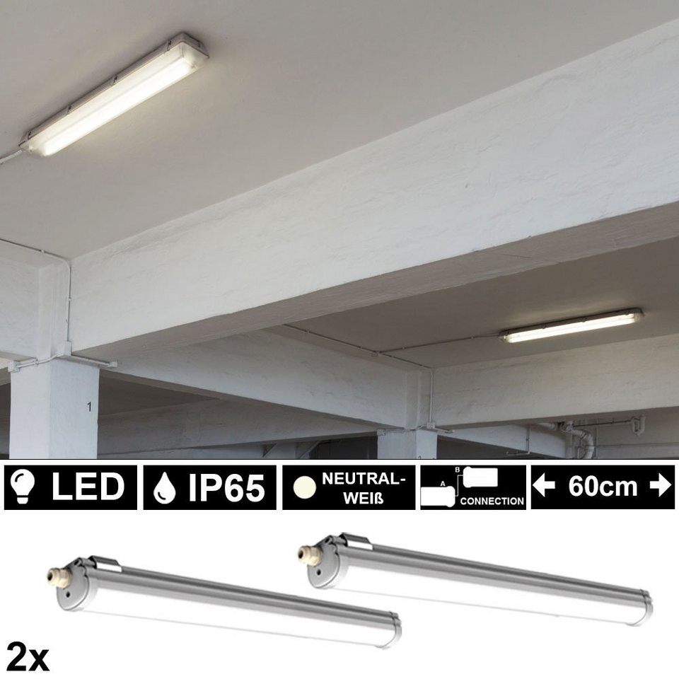 Etc Shop Außen Deckenleuchte 2er Set Smd Led Wannen Lampen Lager