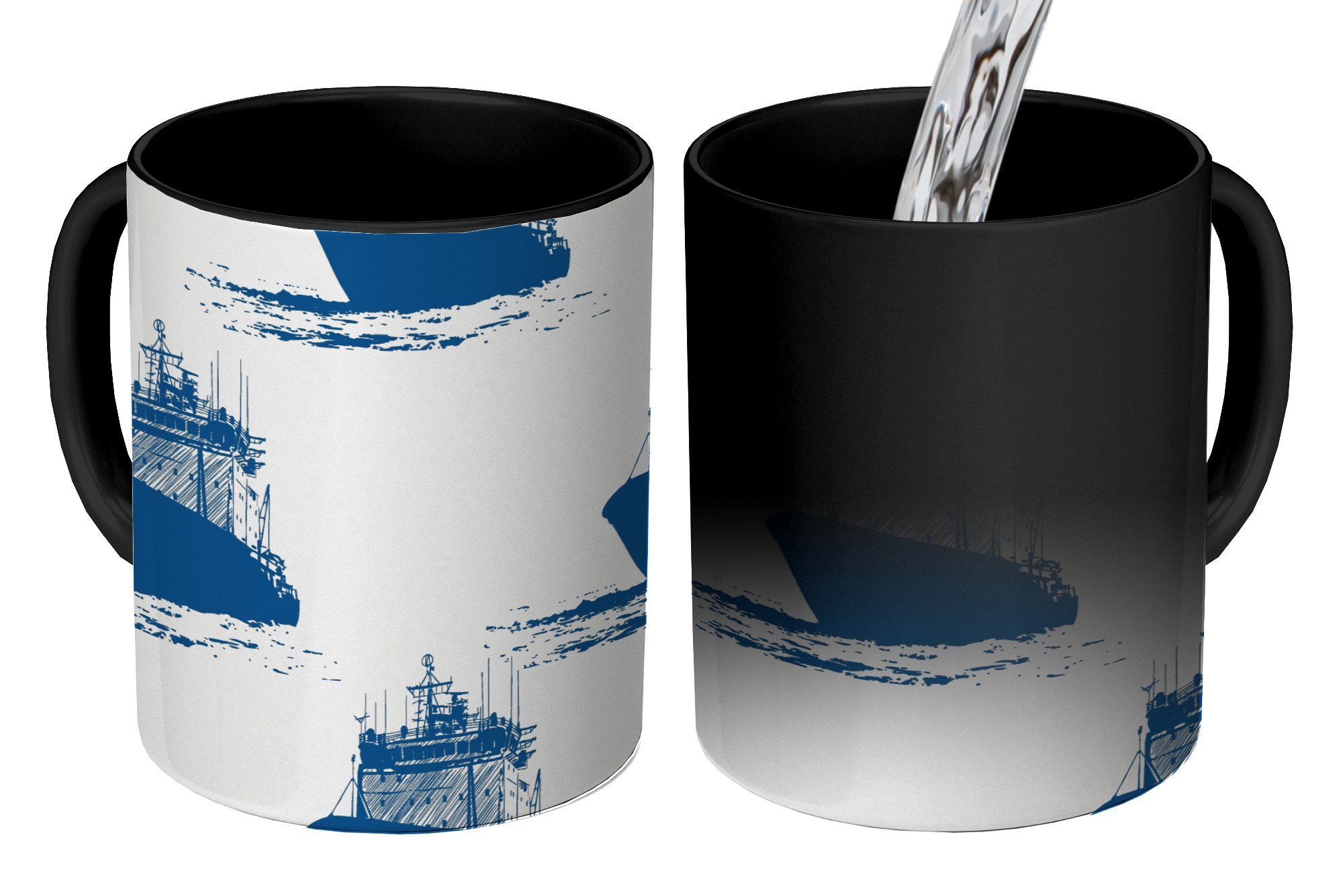 MuchoWow Tasse Muster - Wasser - Boot, Keramik