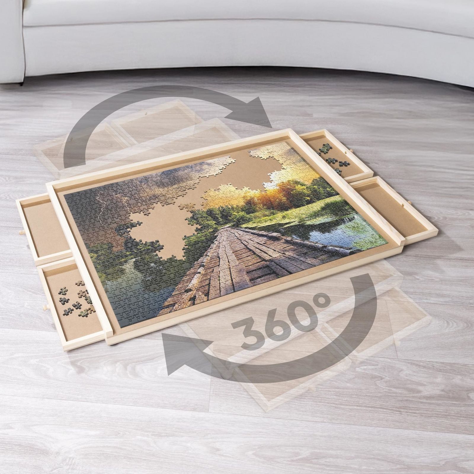 Gravidus Puzzleunterlage Puzzlebrett mit 4 Schubladen für 1000 Teile ...