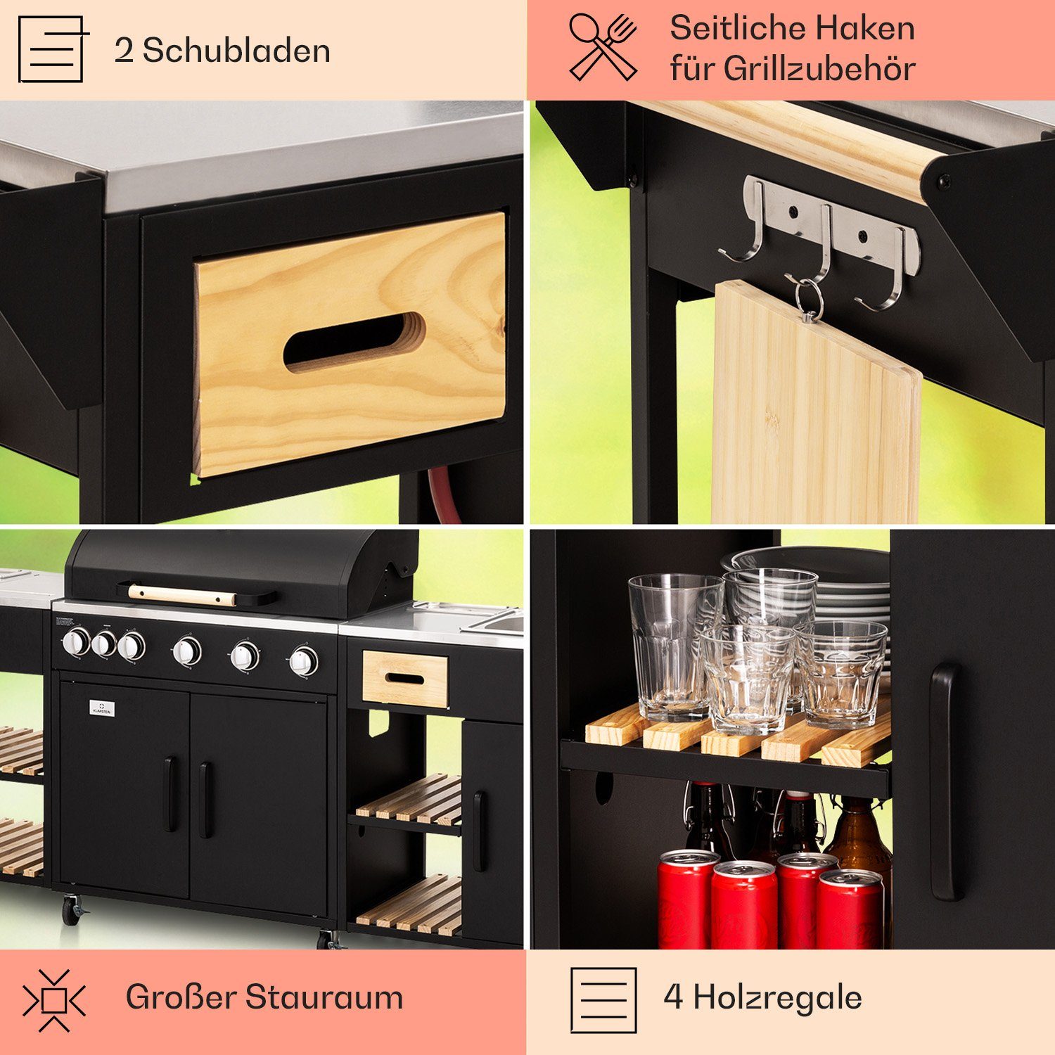 Klarstein Gasgrill Jersey Outdoor Kitchen, Set, Außenküche Grill ...