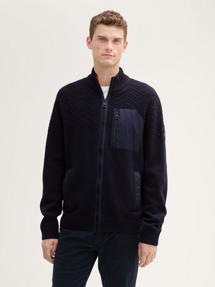 Tom Tailor Cardigan Strickjacke Mit Materialmix Strickjacke Mit