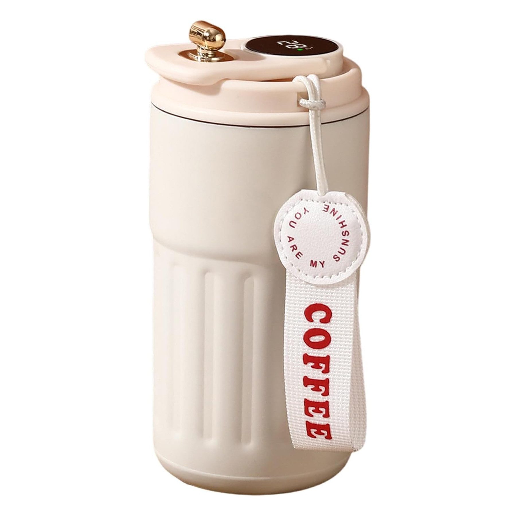 Senmudi Thermobecher Kaffeebecher to go,Isolierbecher,316 Edelstahl mit LED Digitalanzeige, 450 ...