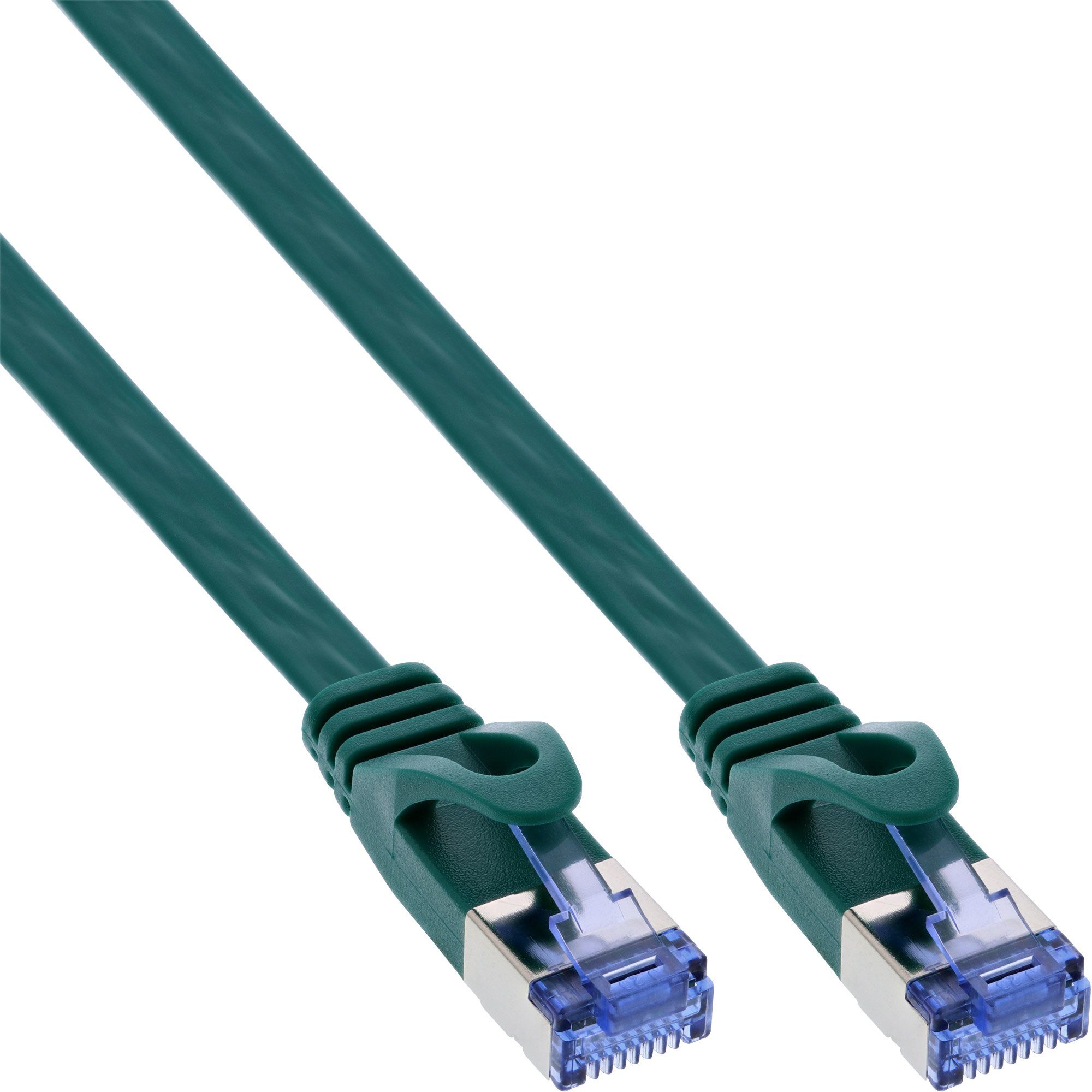 INTOS ELECTRONIC AG InLine® Patchkabel flach, U/FTP, Cat.6A, grün, 3m LAN-Kabel