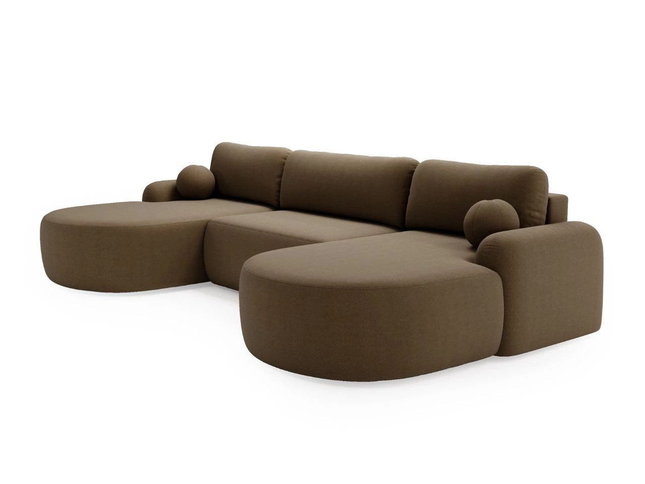 GrainGold Ecksofa U-Form AURIO mit Schlaffunktion und Bettkasten ...