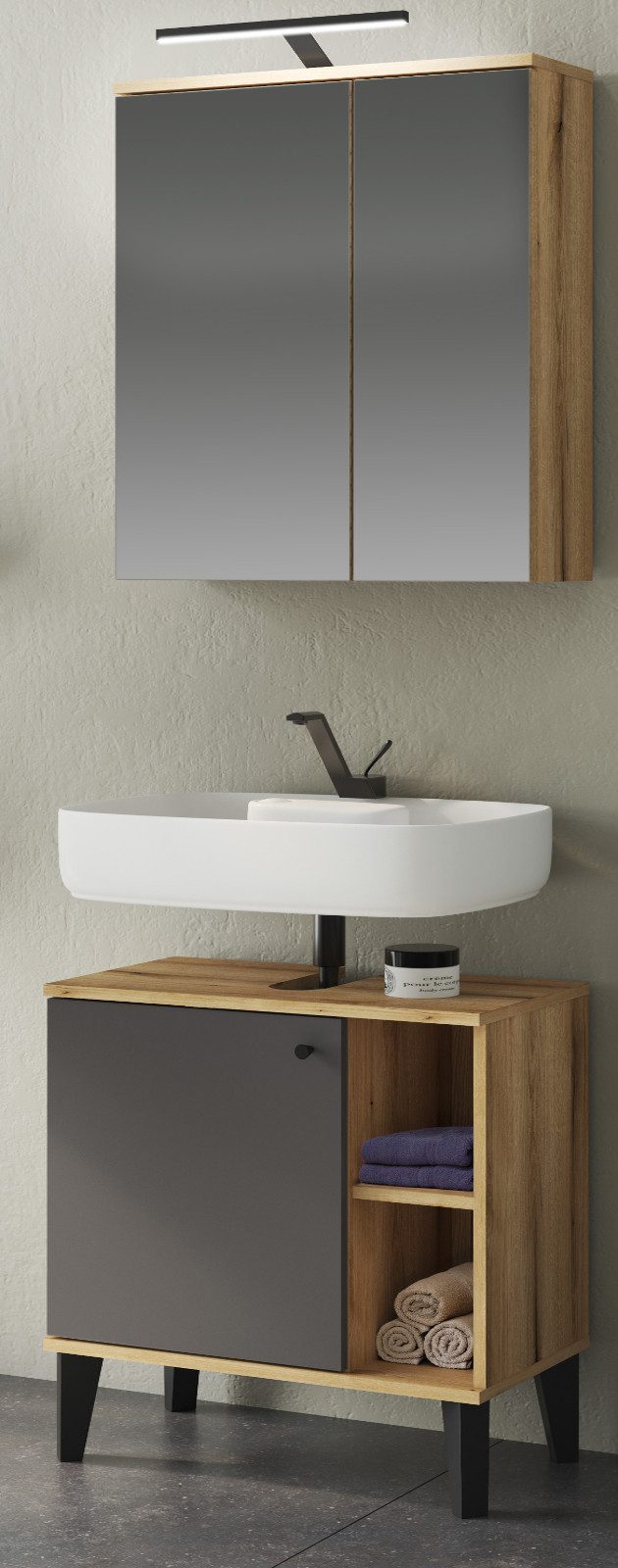 Furn.Design Badmöbel-Set Torsby, (Badezimmer in Evoke Eiche mit grau ...
