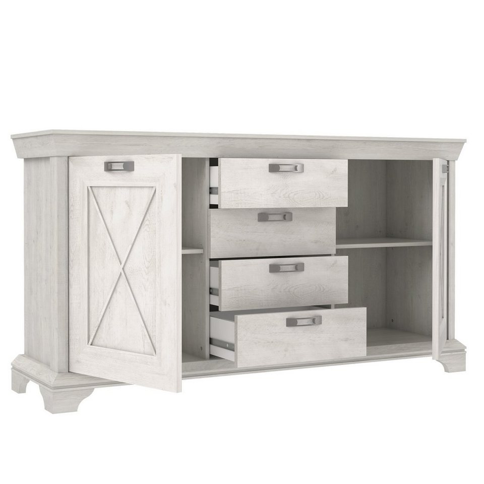 Newroom Kommode Lucy Kommode Pinie Weiß Modern Landhaus Sideboard