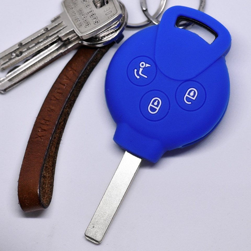 Mt Key Schlüsseltasche Autoschlüssel Softcase Silikon Schutzhülle Blau