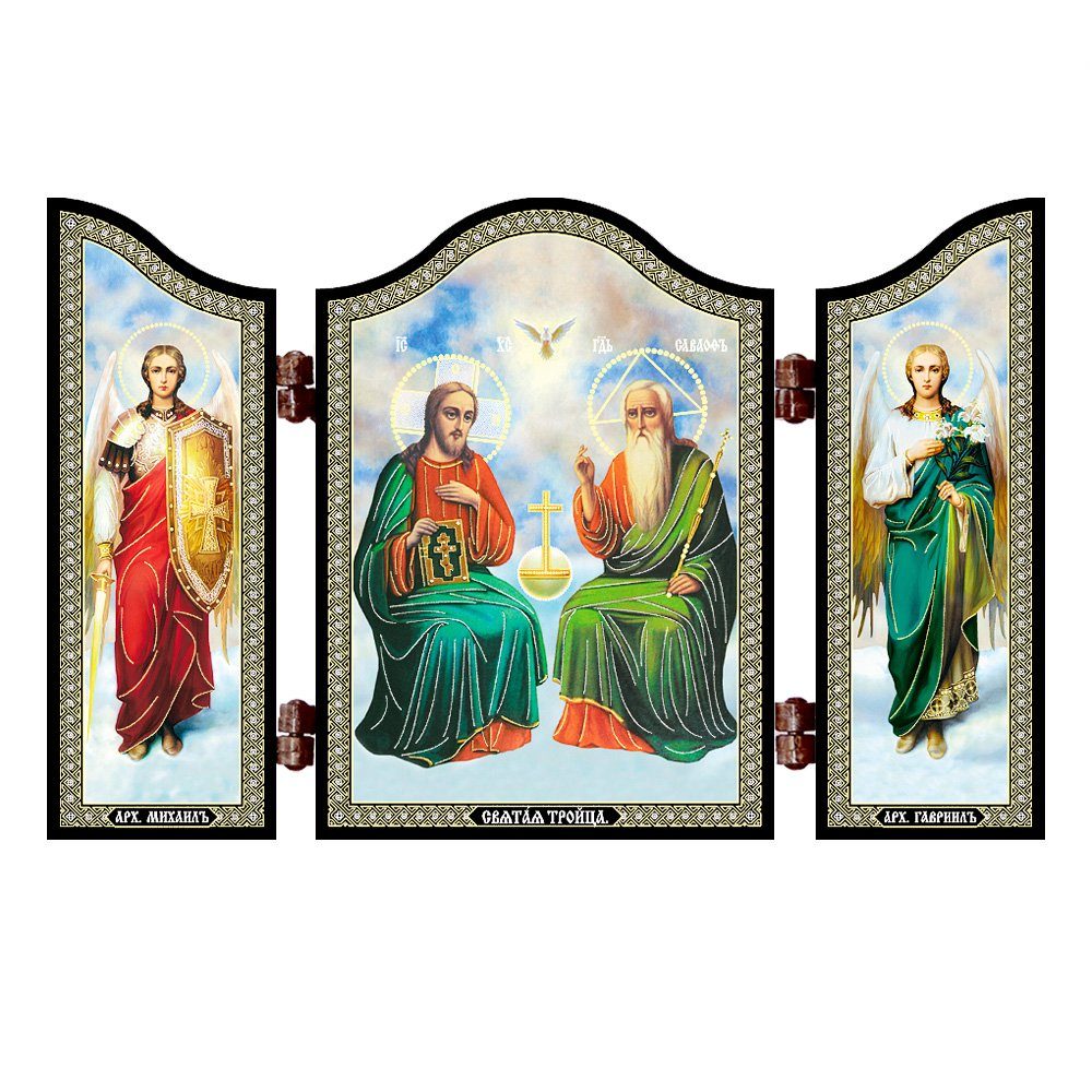 NKlaus Holzbild 1410 Heilige Dreifaltigkeit Christliche Ikone Svja, Triptychon