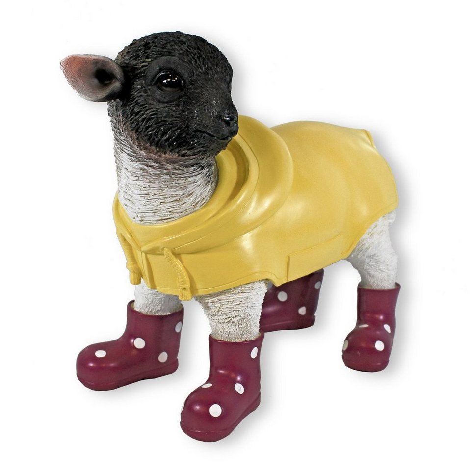 Colourliving Tierfigur Gartenfigur Schaf Mit Gummistiefeln In Rot Deko
