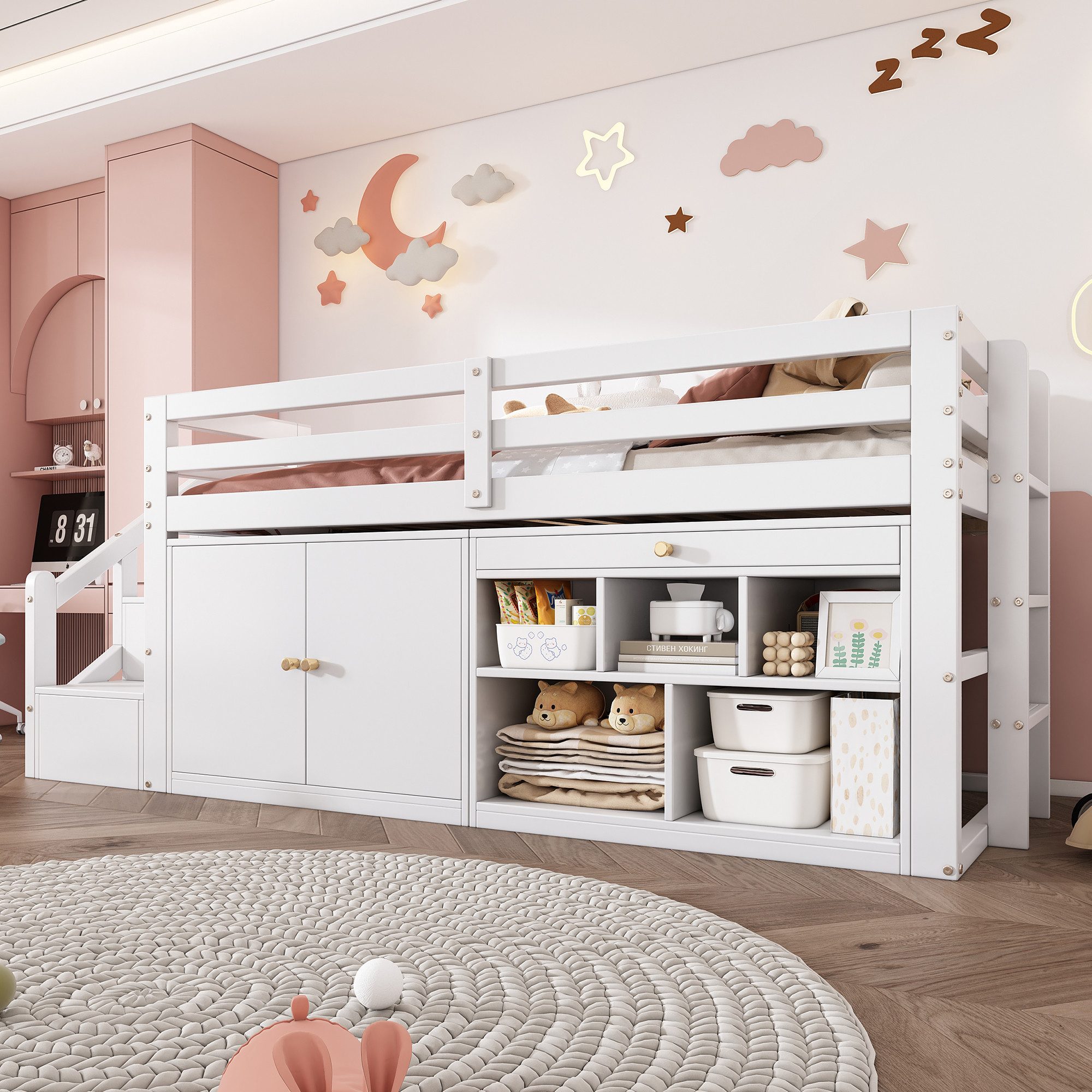 Hochbett Mit Treppe Und Schrank