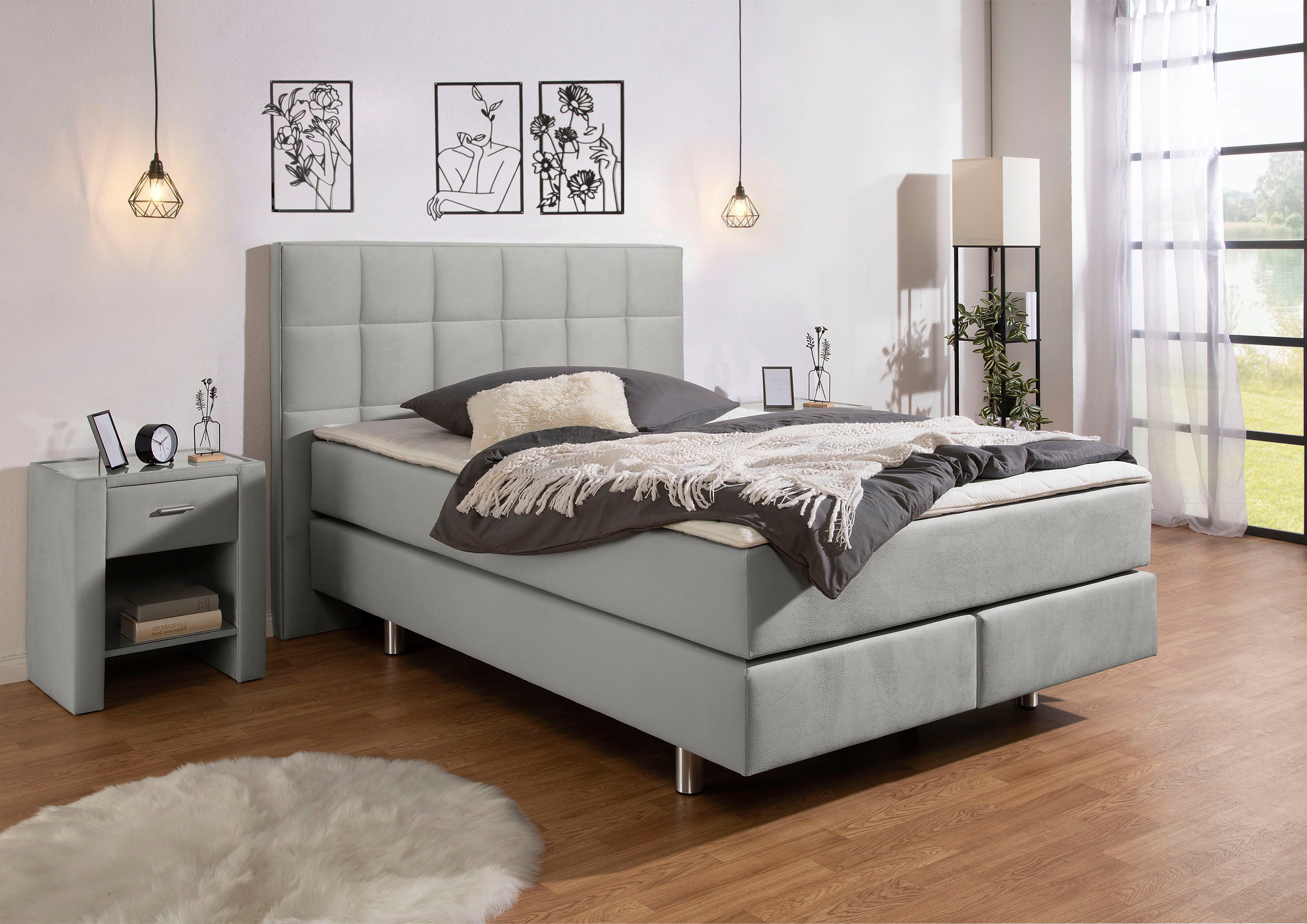 Home affaire Boxspringbett Loomis, inkl. Topper, wahlweise in H2, H3 oder H4 erhältlich