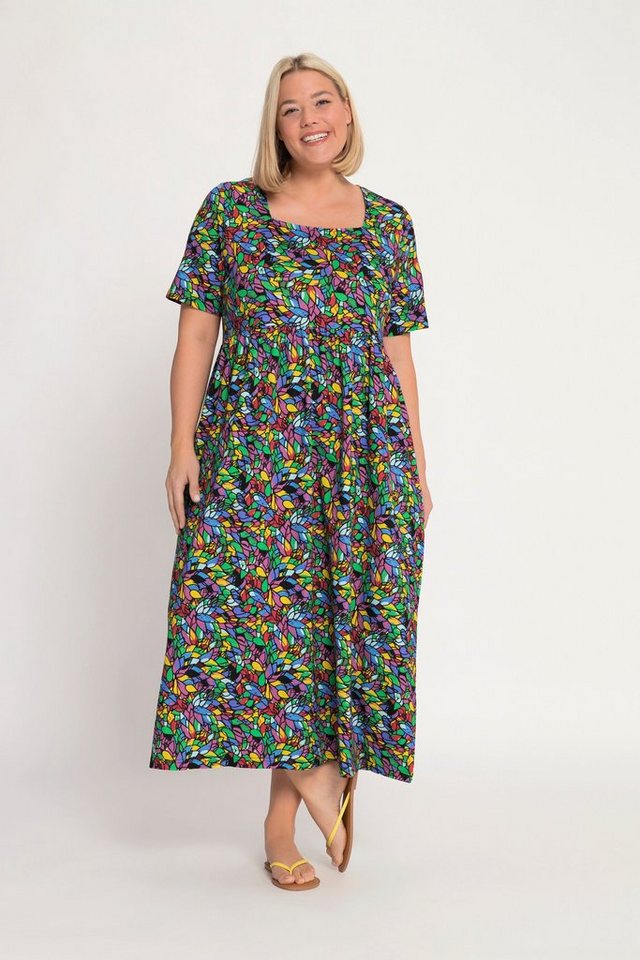 Ulla Popken Sommerkleid Jerseykleid Empirenaht Carree Ausschnitt Halbarm