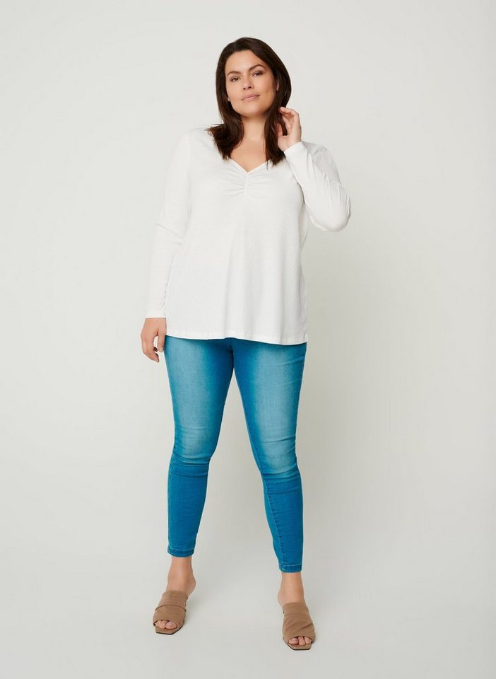 Zizzi Langarmbluse Große Größen Damen Langarm Bluse Mit Puffärmeln Und