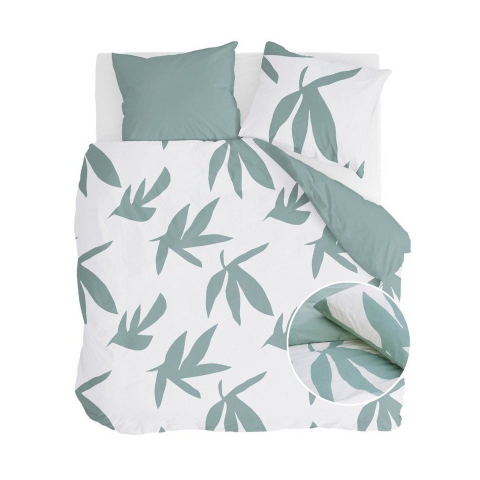 Bettwäsche Bettwäsche Simple Leaves Off White / Grün - 240x22, Walra ... Bettwäsche Bettwäsche Simple Leaves Off White / Grün - 240x22, Walra ...