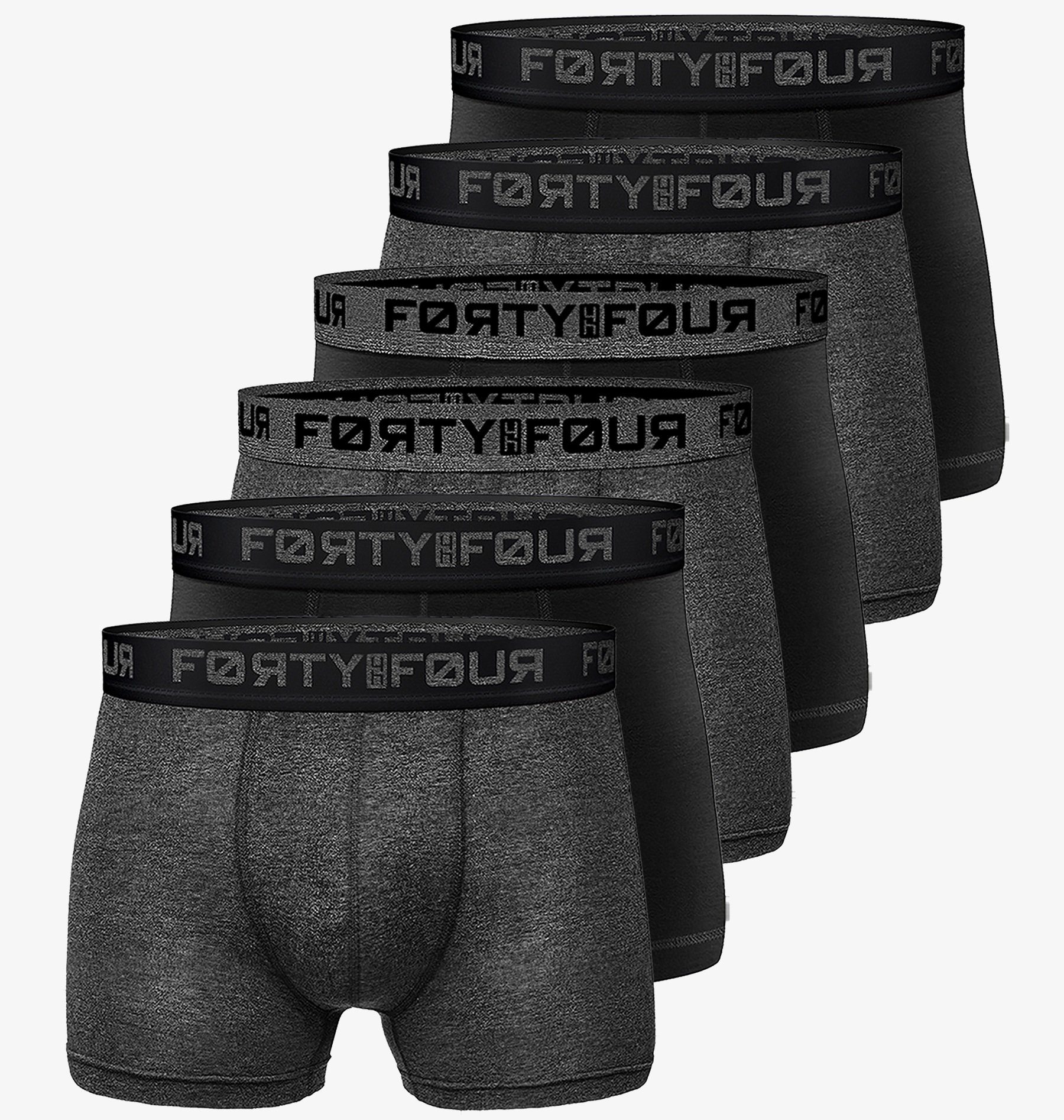 FortyFour Boxershorts Herren 6 Stück S-7XL Männer Unterhosen Schwarz-Anthrazit