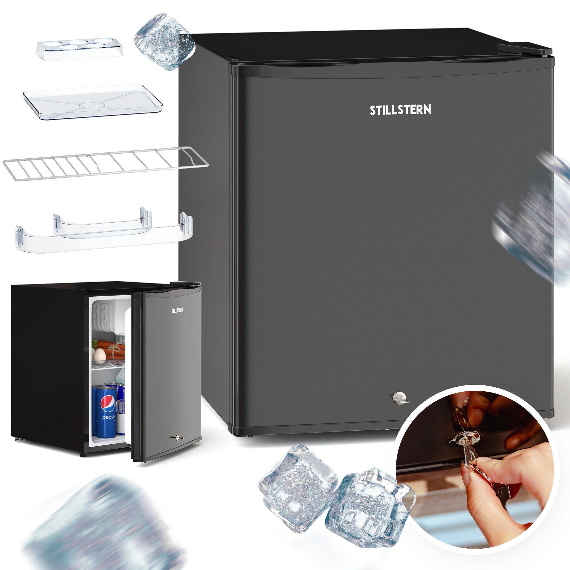 Stillstern Table Top Kühlschrank KB 46.4, 45 cm hoch, 51 cm breit, Minibar, Kühlschrank, Ideal ...