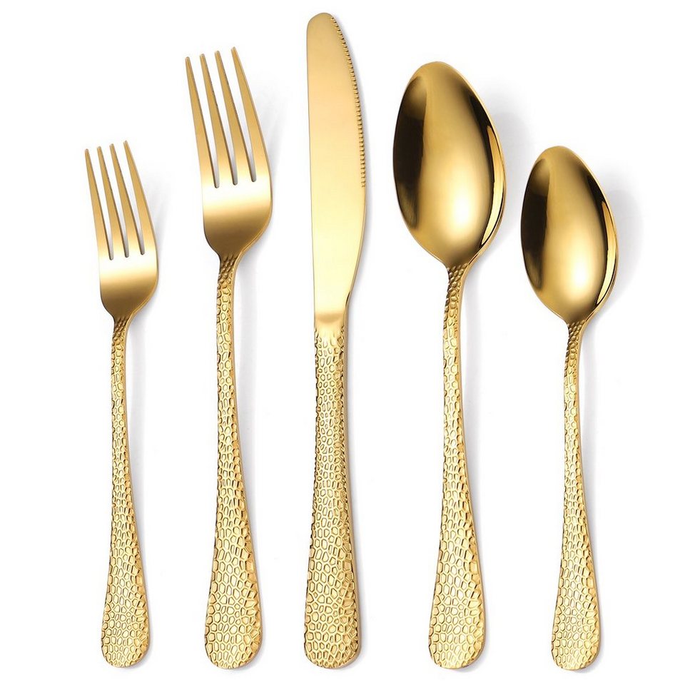 Keenzo Besteck Set 30 Teilig Essbesteck Für 6 Personen Gehämmert Griff