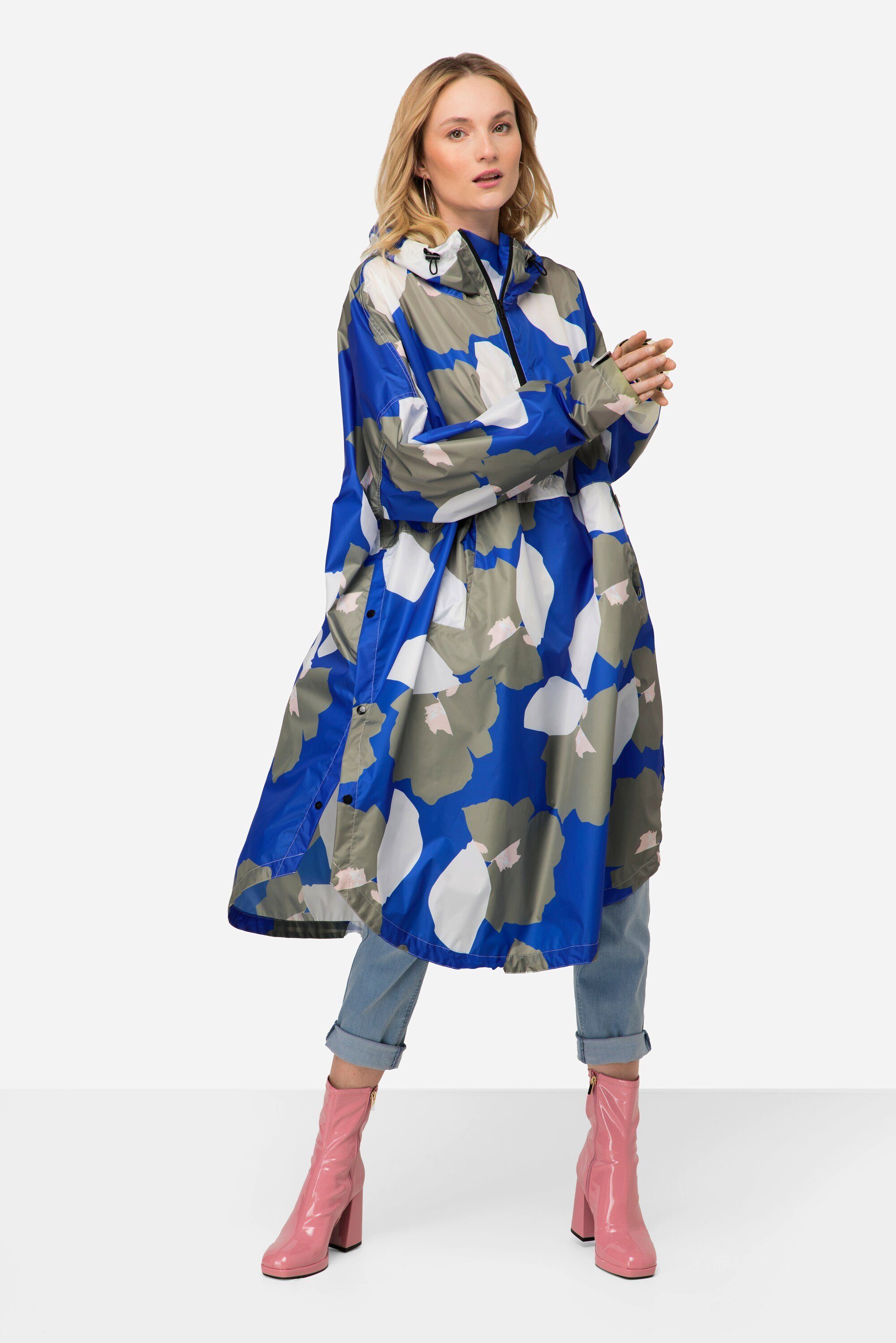 Laurasøn Funktionsjacke Funktions Regencape Unisex Blätter Print Kapuze