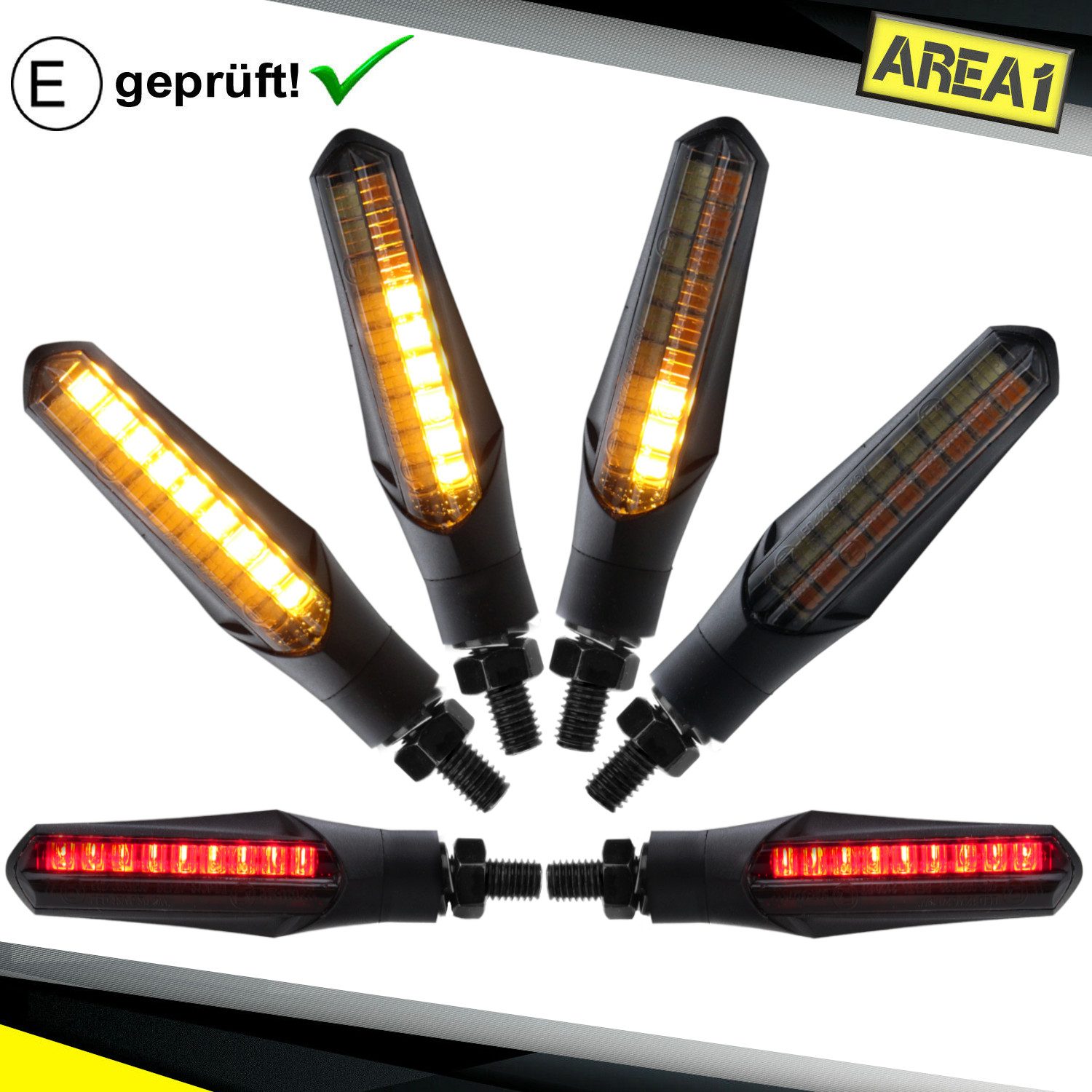 Area1 Blinker Motorrad LED Blinker E-geprüft mit Lauflicht ...